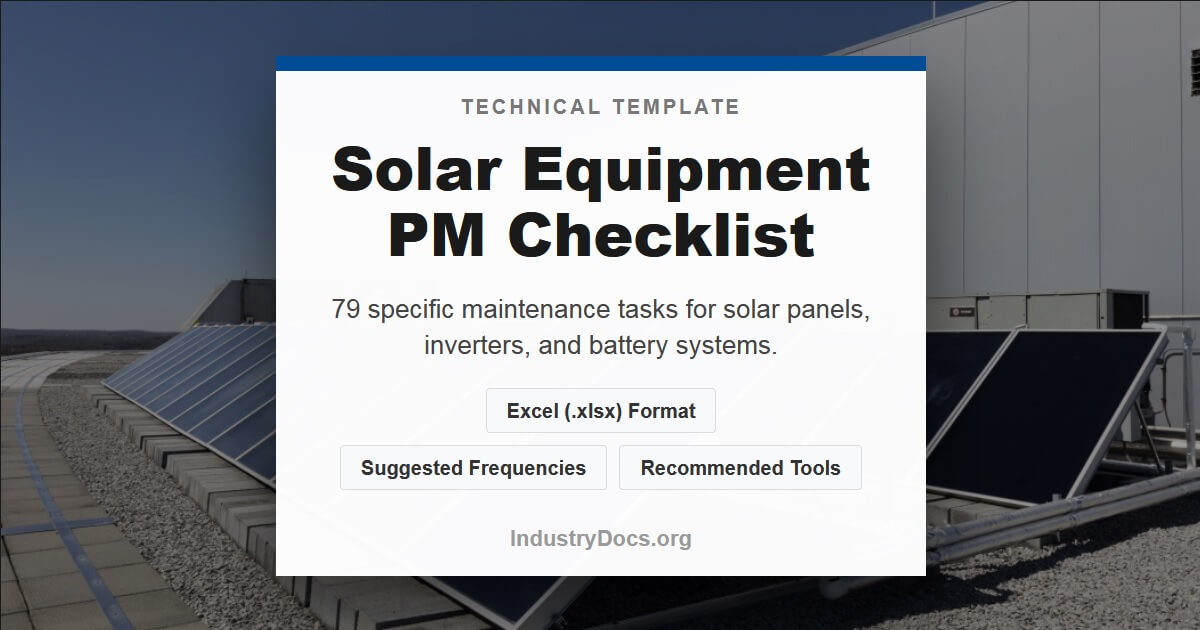 Detailed Solar PM Checklist (79 Tasks) - Excel Template
